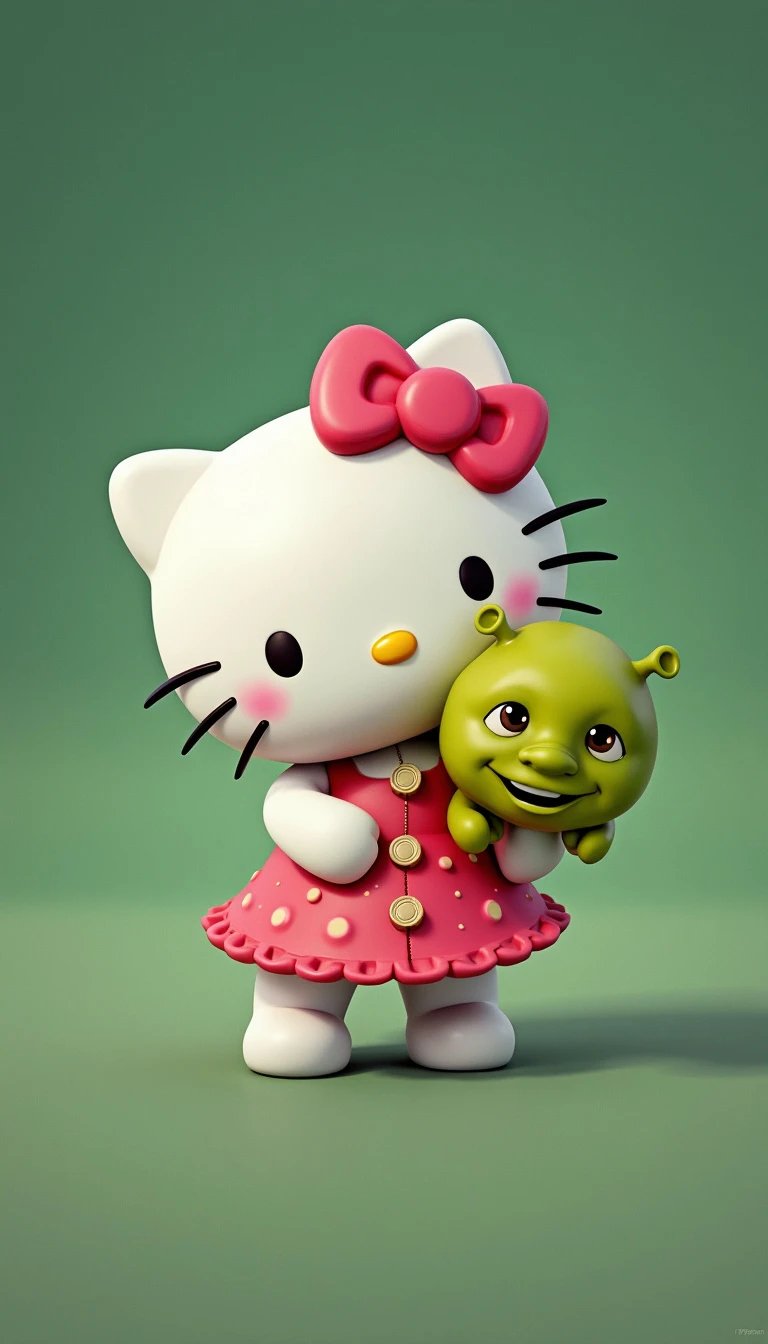 Kurumi Hello Kitty with Shrek, cartoon style only... - FluxPro.art