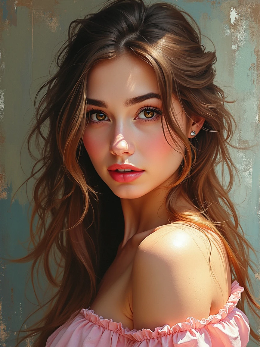a painting of an oil painting of a young woman, in... - FluxPro.art