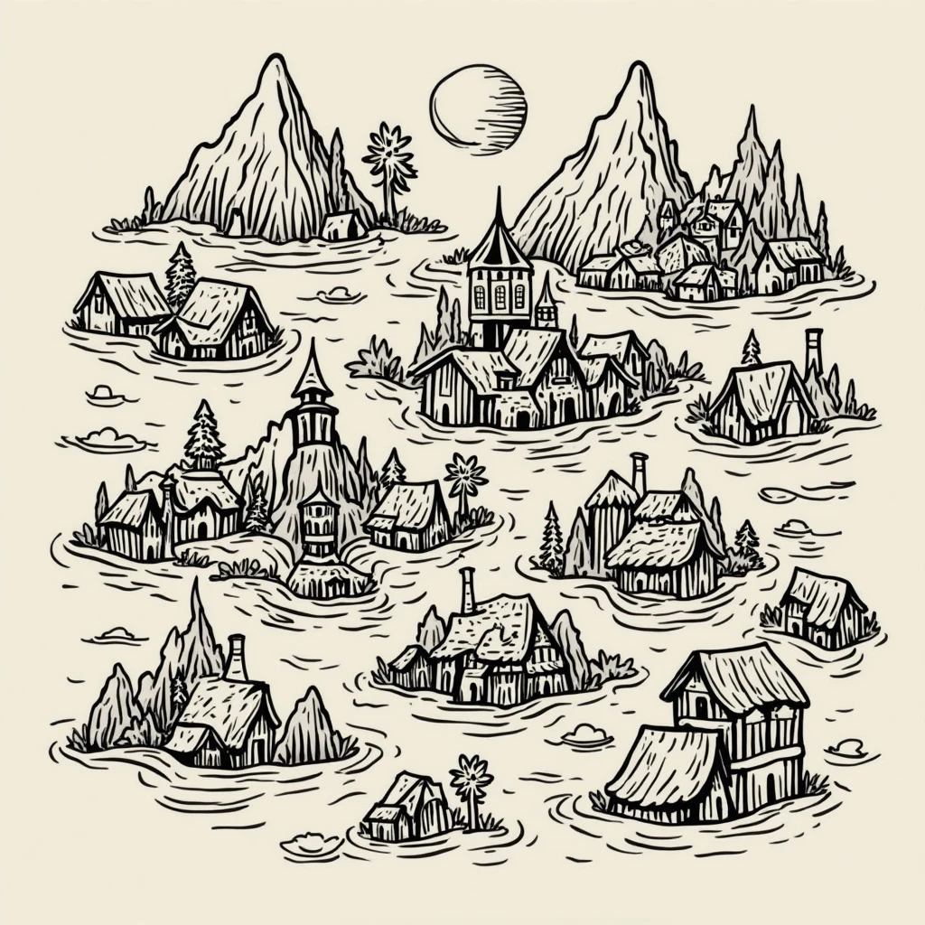 big Villages map icon set, sharp detailed, simple... - FluxPro.art