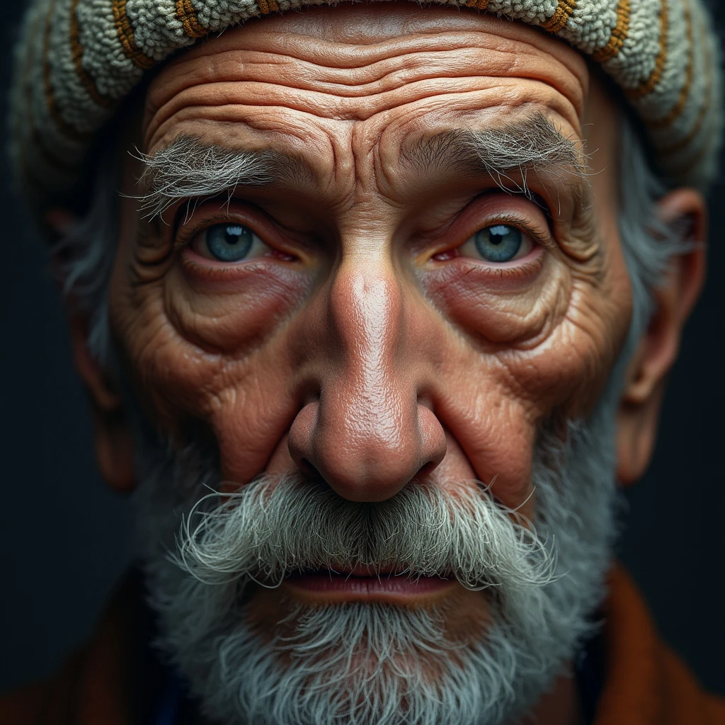 a realistic portrait of the face of an old man in... - FluxPro.art