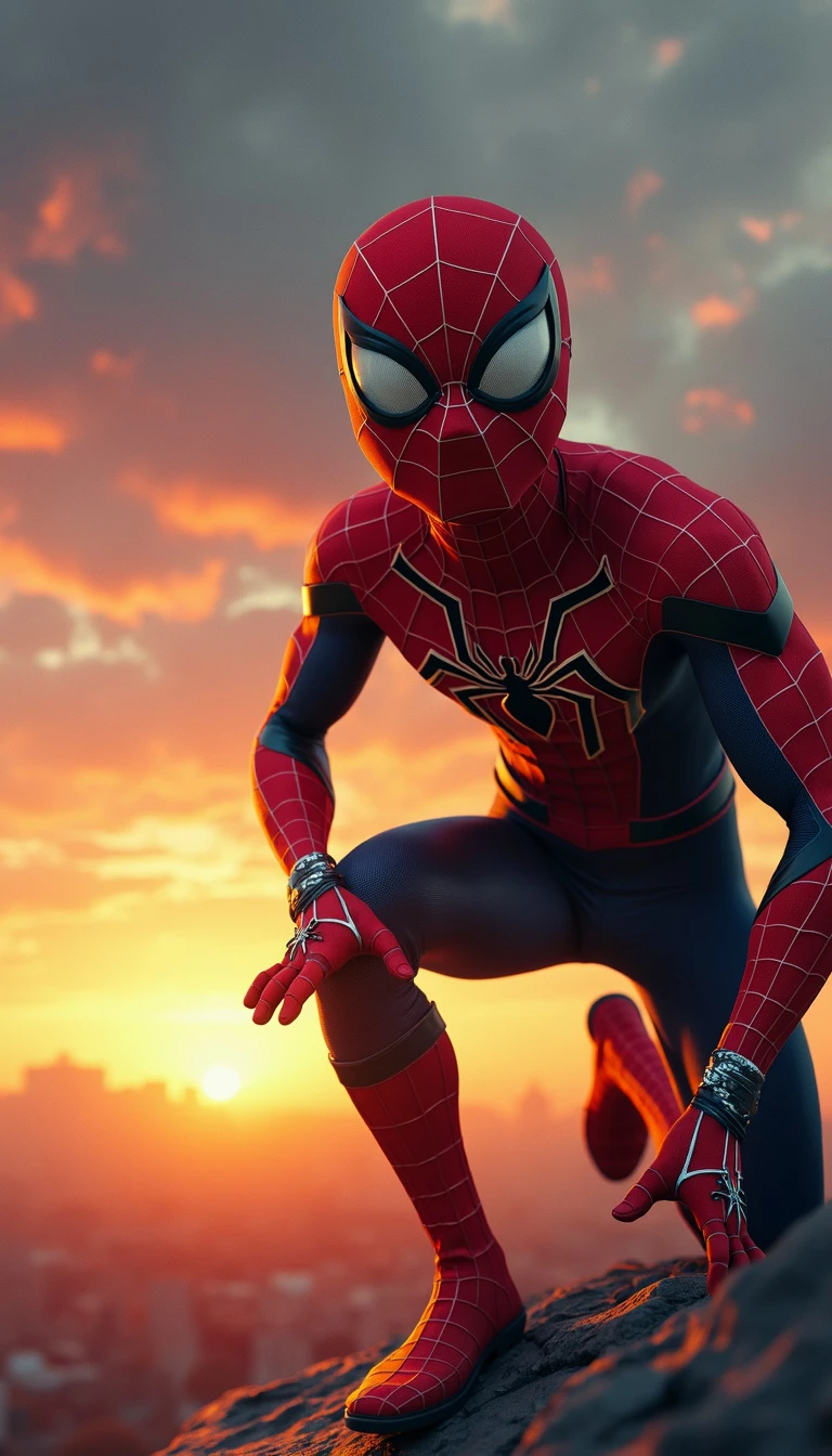 spider man in sky sunset - FluxPro.art