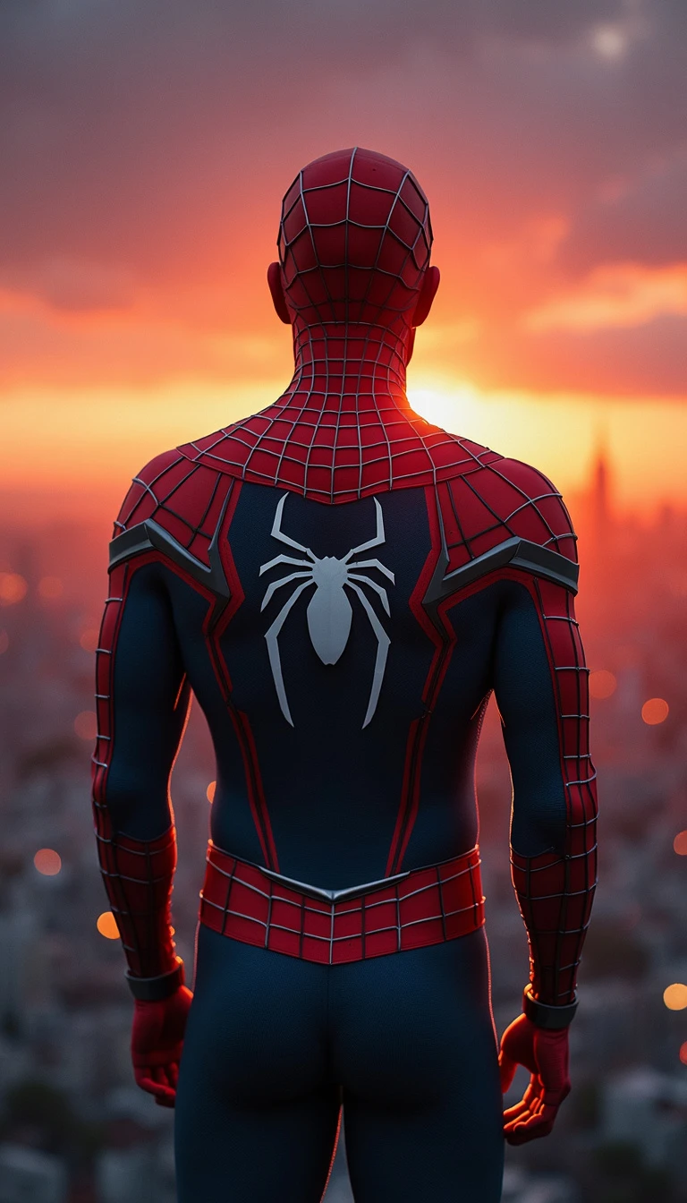 spider man in sky sunset - FluxPro.art