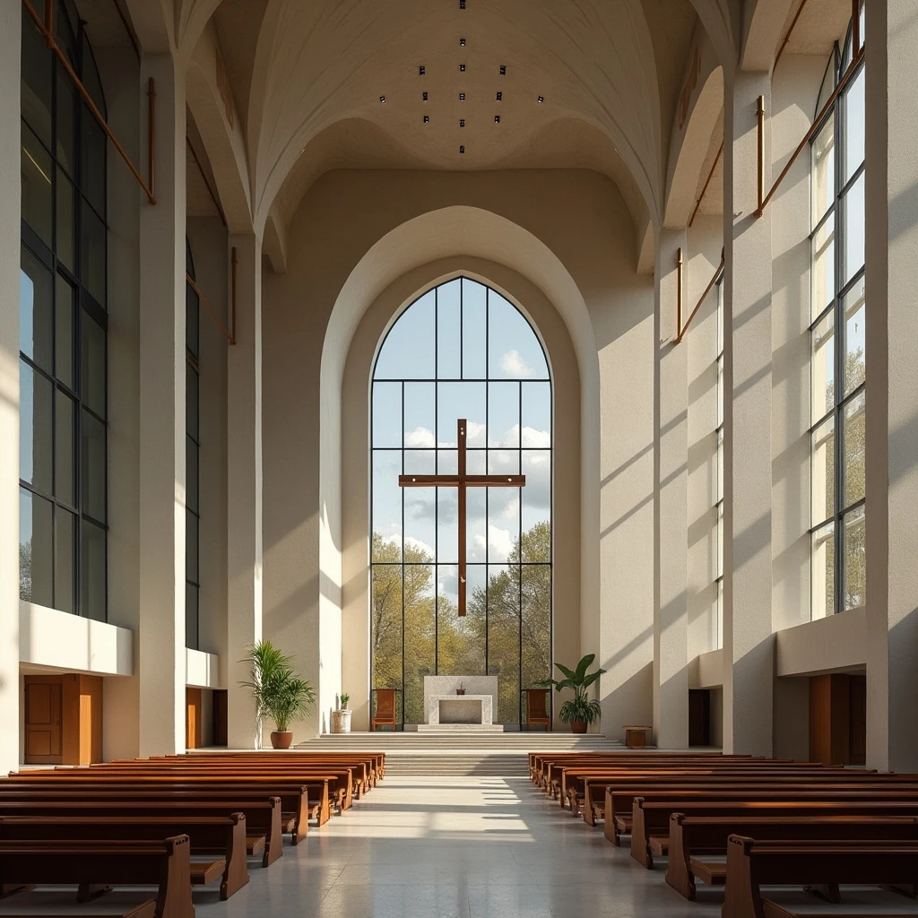 Modern Catholic church, sleek architecture, clean... - FluxPro.art