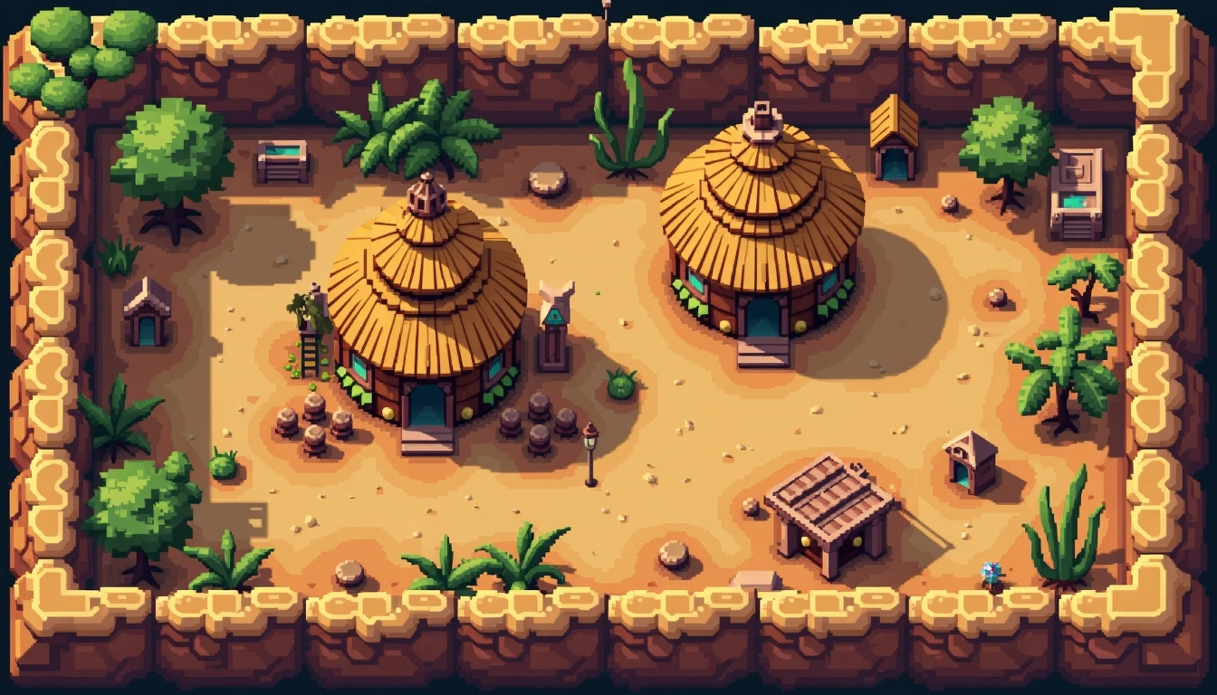 16x16 desert tileset , 2d game asset , Top-down,... - FluxPro.art