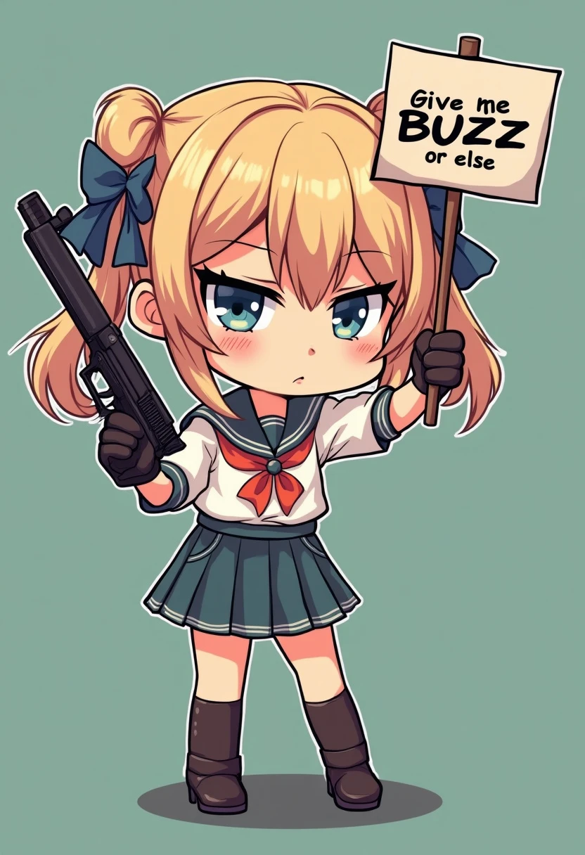 a pouting (annoyed, grumpy) anime chibi girl... - FluxPro.art