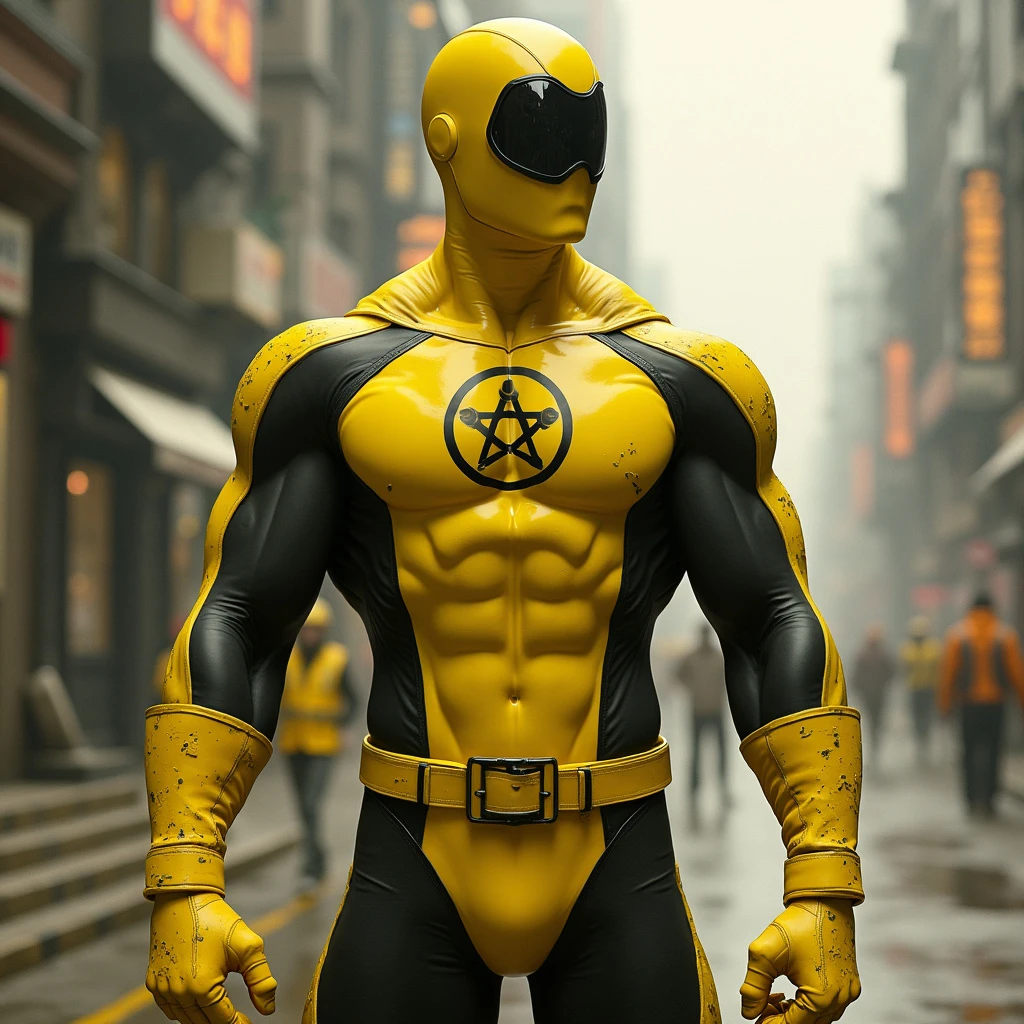Super hero,Yellow skin, black with yellow suit,... - FluxPro.art