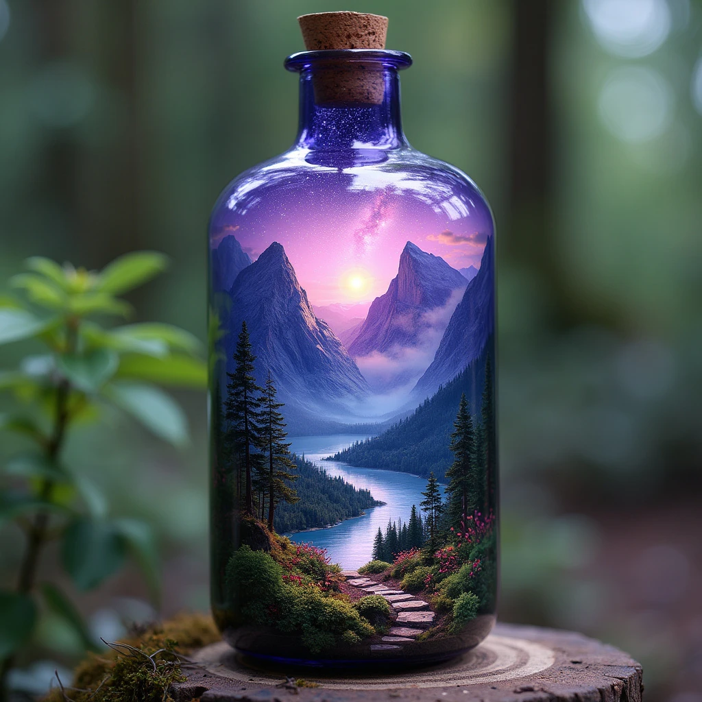 beautiful scenery nature glass bottle landscape, ,... - FluxPro.art