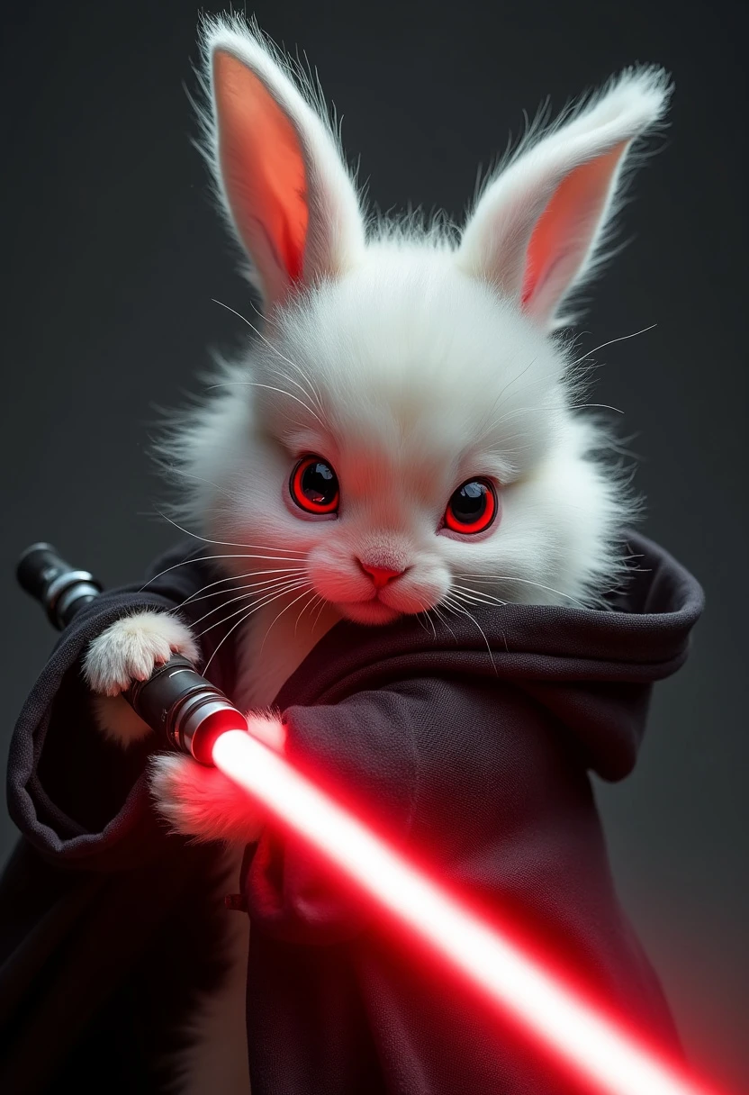 A white fluffy bunny with red eyes as a Sith lord... - FluxPro.art