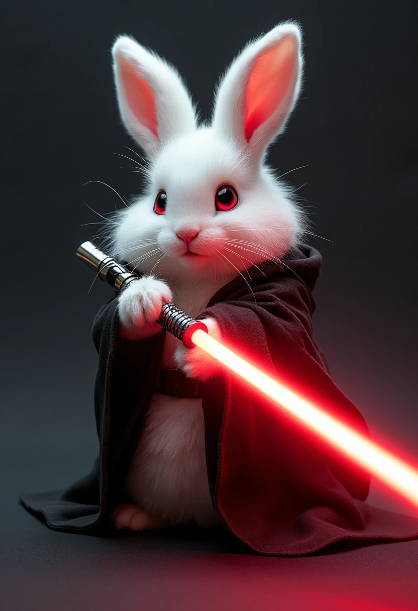 A white fluffy bunny with red eyes as a Sith lord... - FluxPro.art