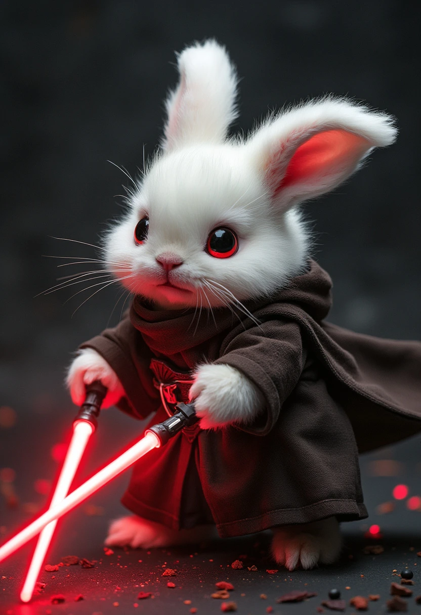 A white fluffy bunny with red eyes as a Sith lord... - FluxPro.art