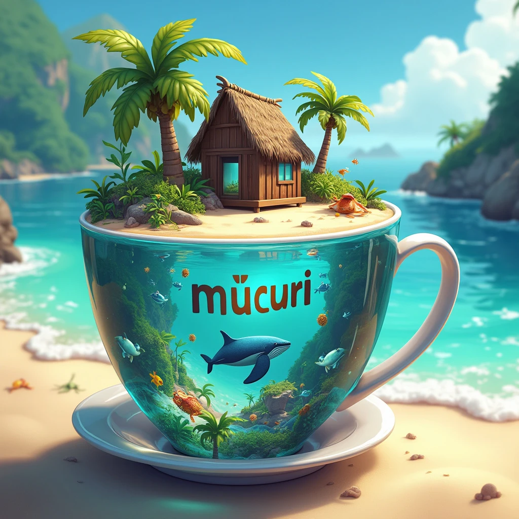 A micro-world inside a teacup with an infinite... - FluxPro.art