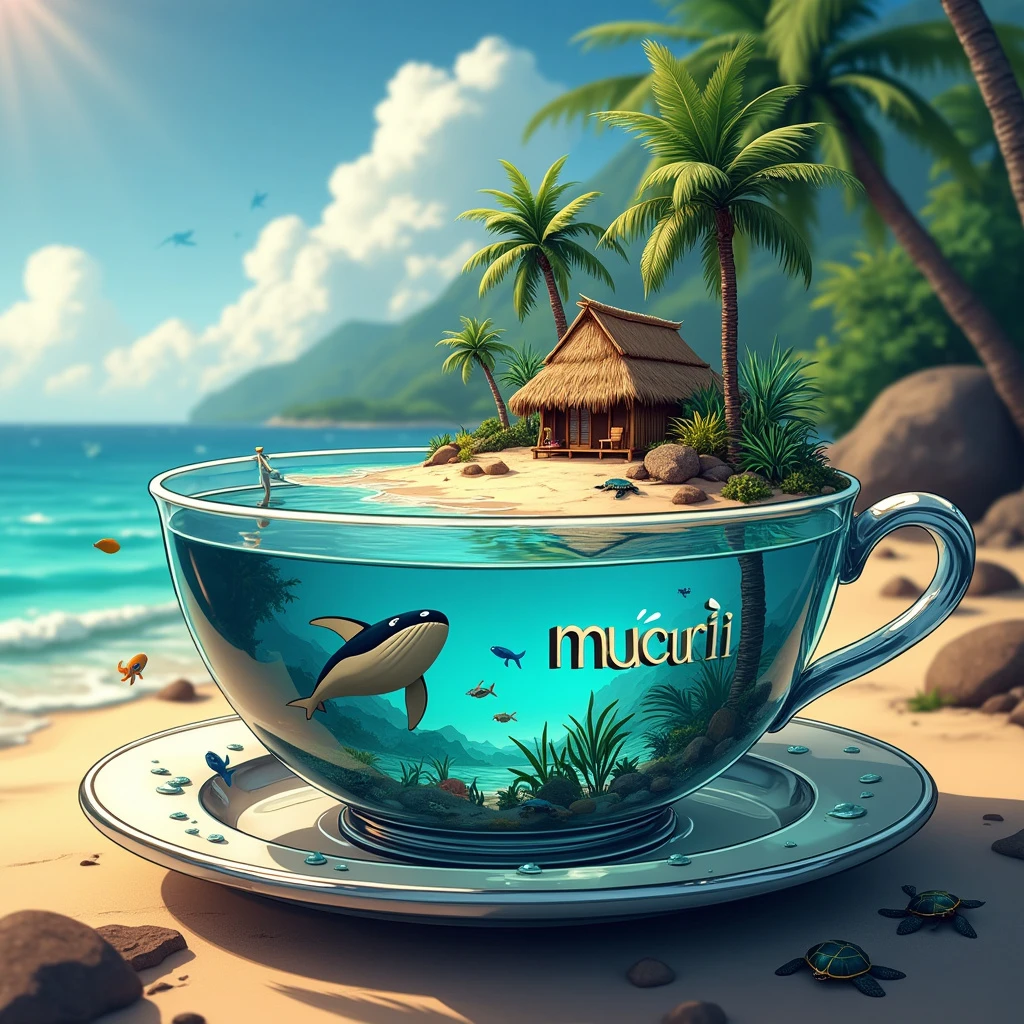 A micro-world inside a teacup with an infinite... - FluxPro.art