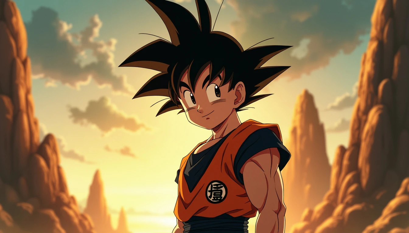 Goku, looking at the camera, standing, cinematic... - FluxPro.art
