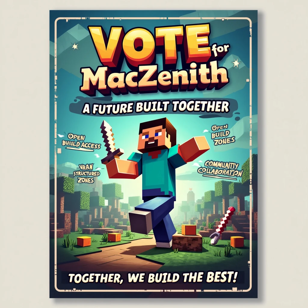 A campaign poster for a Minecraft server spawn... - FluxPro.art