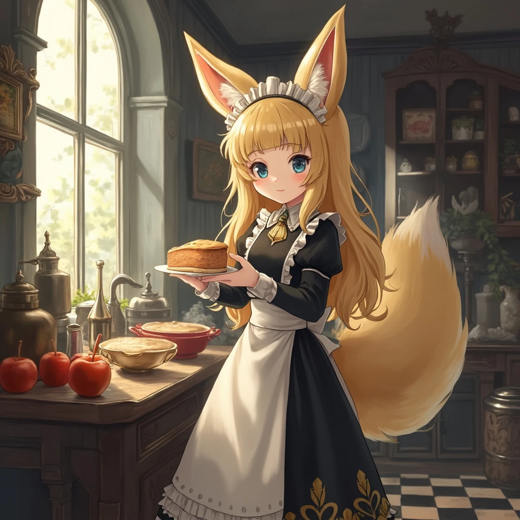 cute anime girl with massive fluffy fennec ears... - FluxPro.art