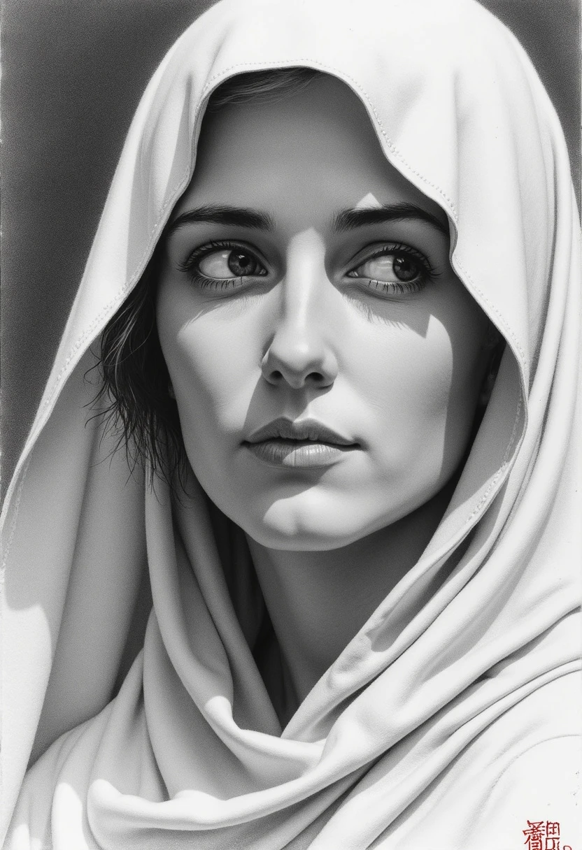A portrait drawing of Mother Mary drawn by... - FluxPro.art