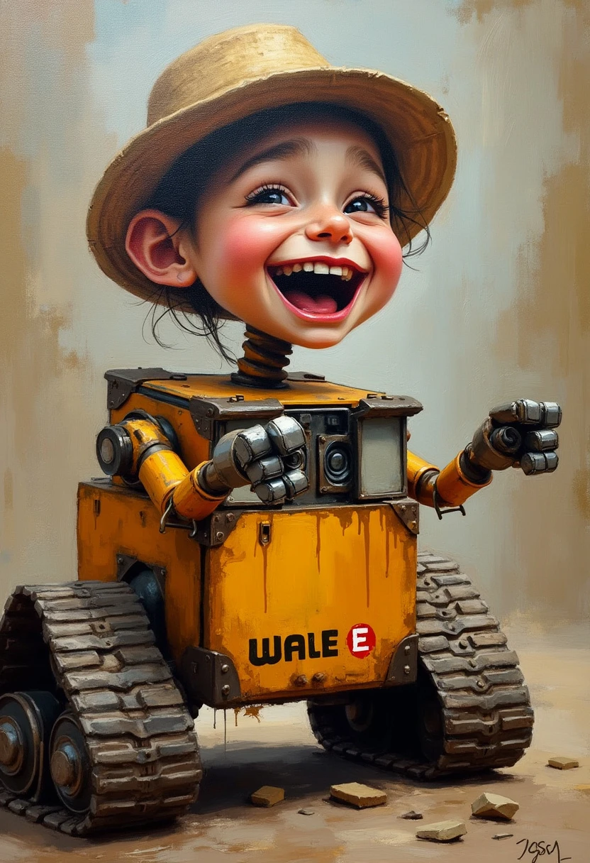 cute wall-E Pixar robot in human daily dress... - FluxPro.art