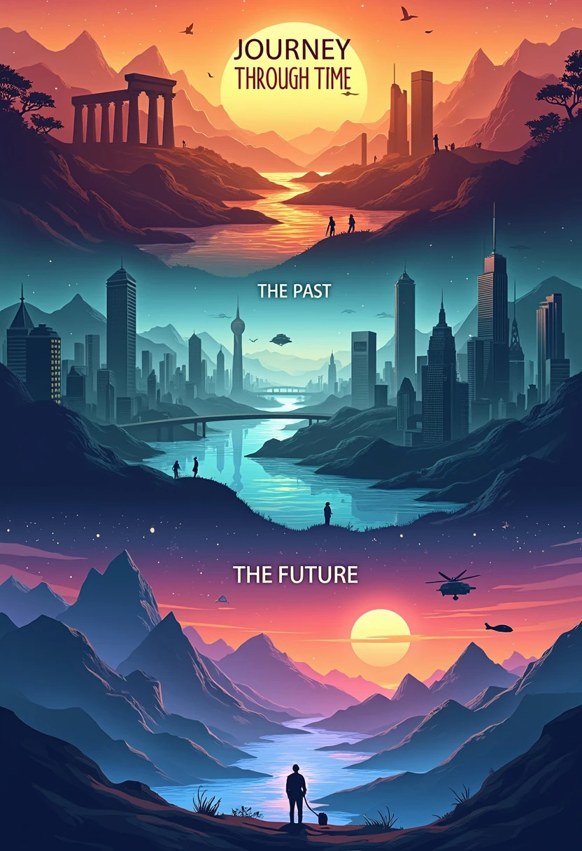 Design a concept poster titled "Journey Through... - FluxPro.art