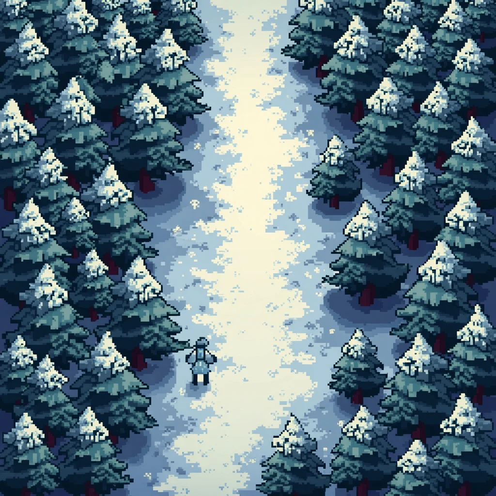pixel art of snow forest map from top down view,... - FluxPro.art