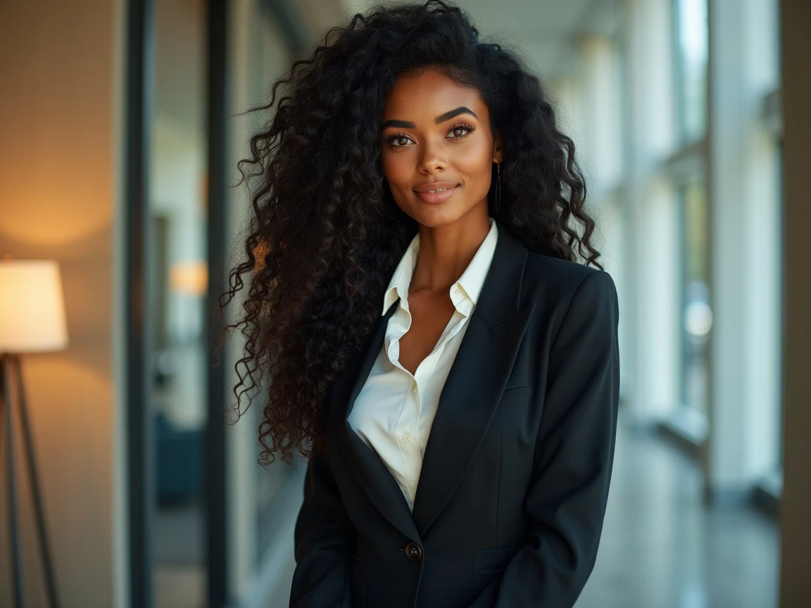 wide angle, a strinkingly beautiful mixed woman,... - FluxPro.art