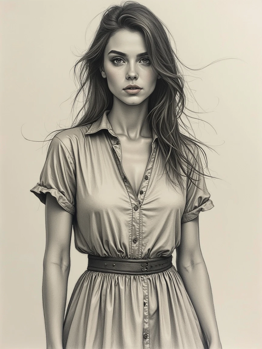 technical drawing, portrait a woman 30 years old... - FluxPro.art