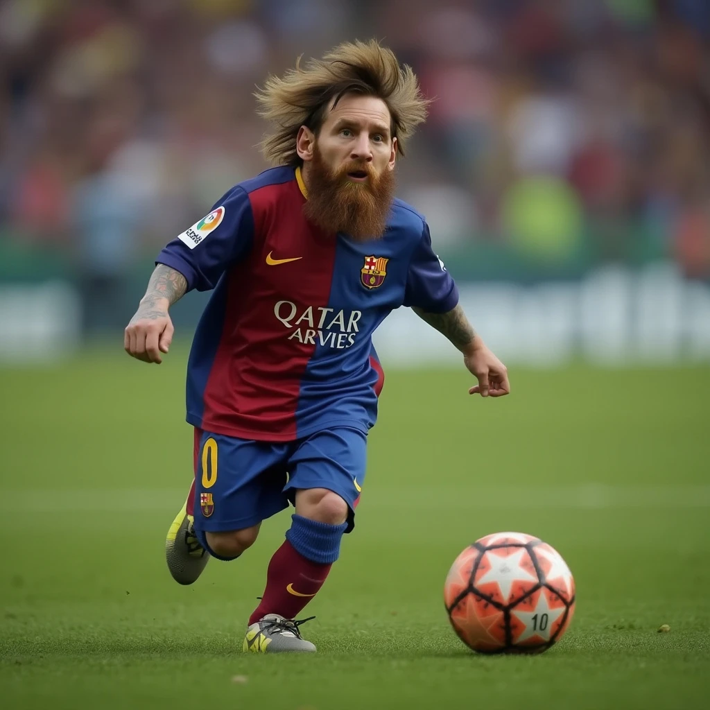 A youtube video of a dwarf Lionel Messi on soccer... - FluxPro.art