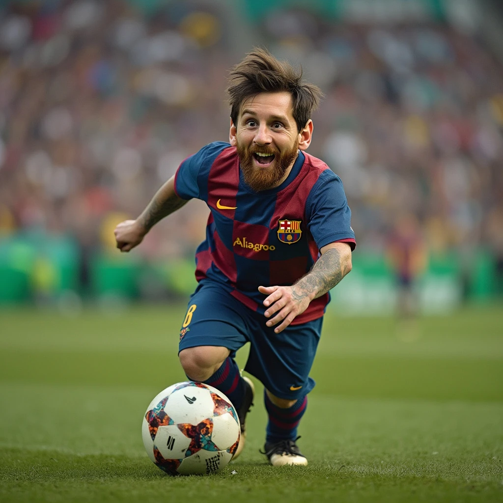 A youtube video of a dwarf Lionel Messi on soccer... - FluxPro.art