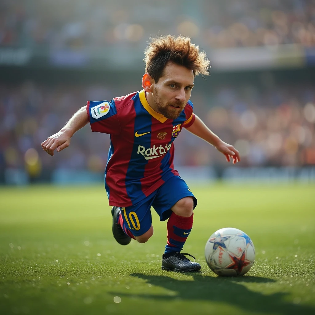 A youtube video of a dwarf Lionel Messi on soccer... - FluxPro.art
