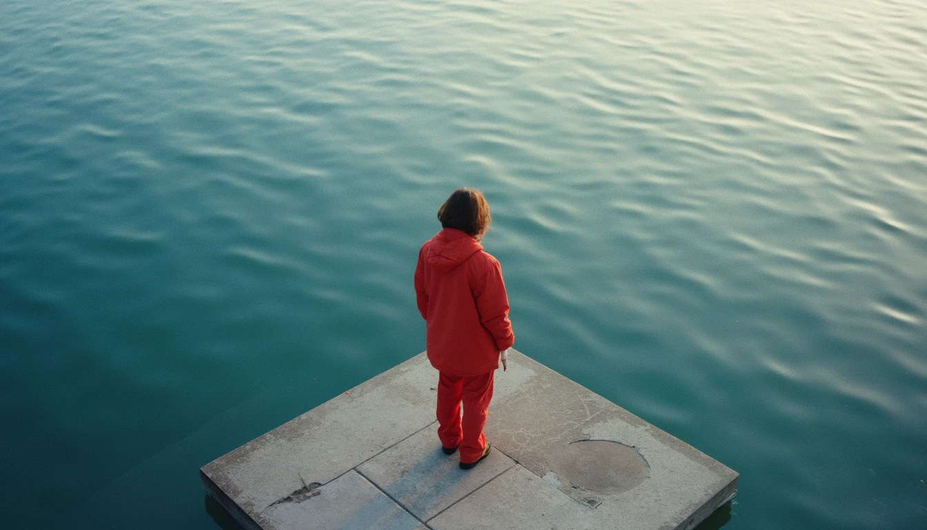 expired film photography of a lone person wearing... - FluxPro.art