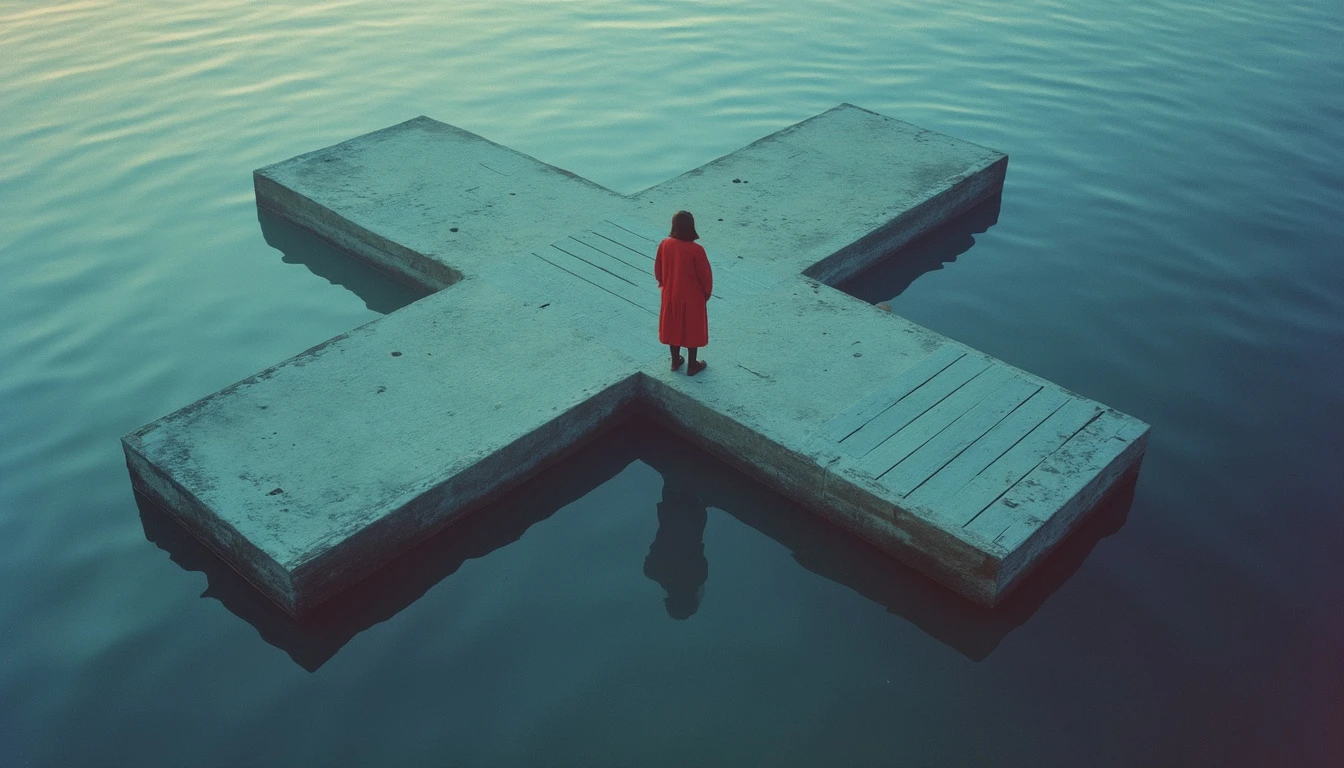 expired film photography of a lone person wearing... - FluxPro.art