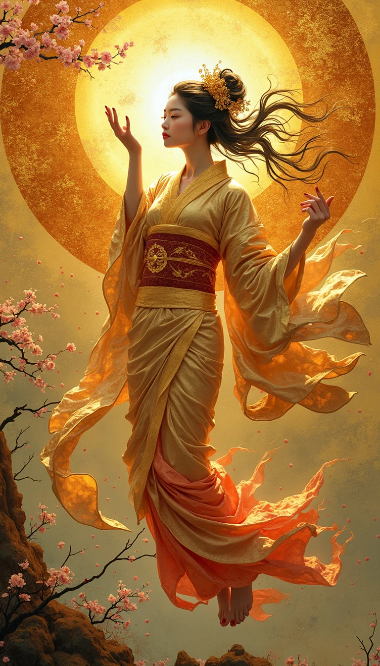 Amaterasu, Japanese Sun Goddess": Amaterasu floats... - FluxPro.art