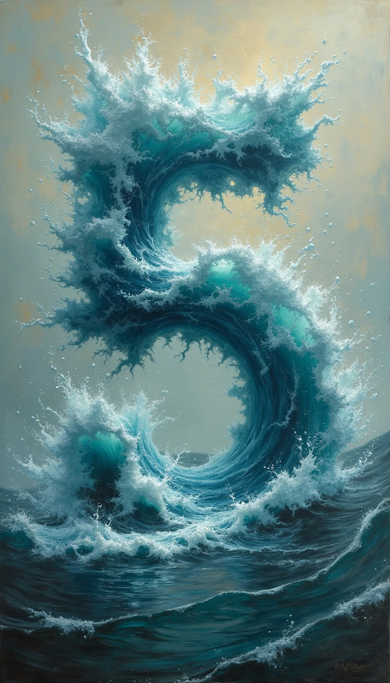The number 5 made out of water. Style: Inspired by... - FluxPro.art
