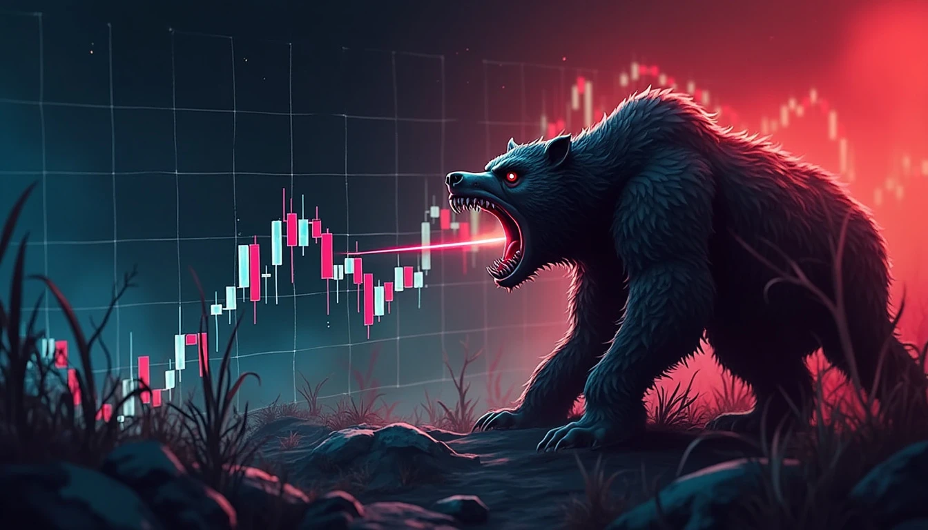mtgox logo with bearish chart and scary market - FluxPro.art