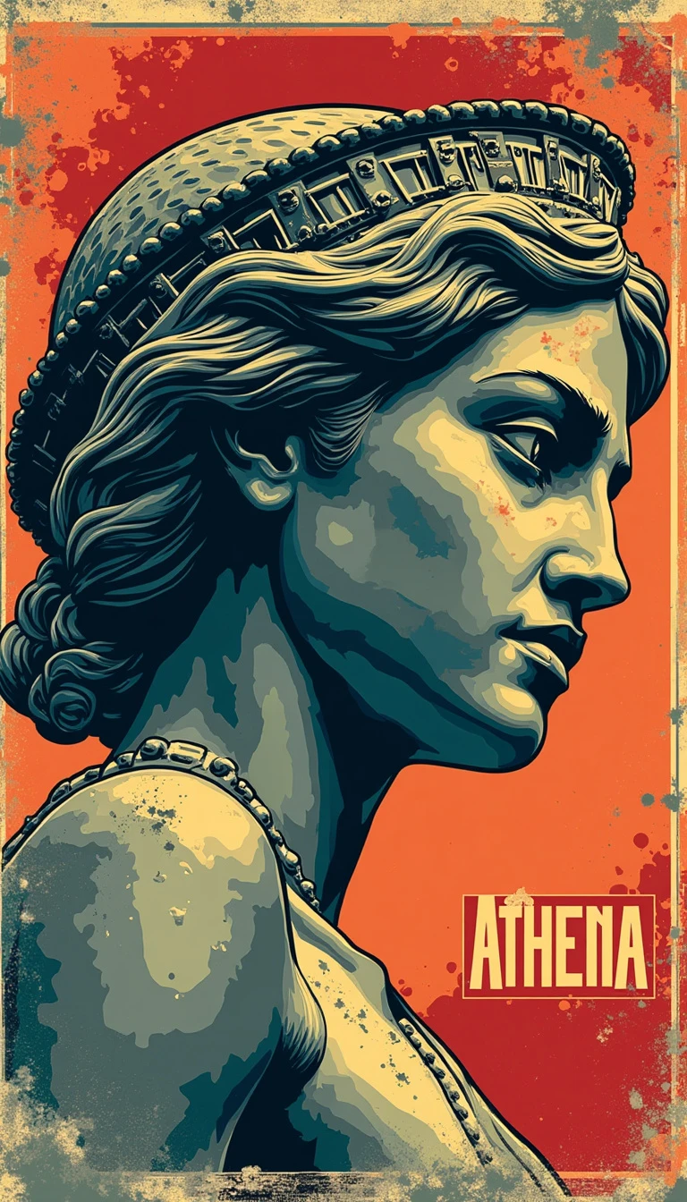 Pop art Comic of Athena statue in the Shepard... - FluxPro.art