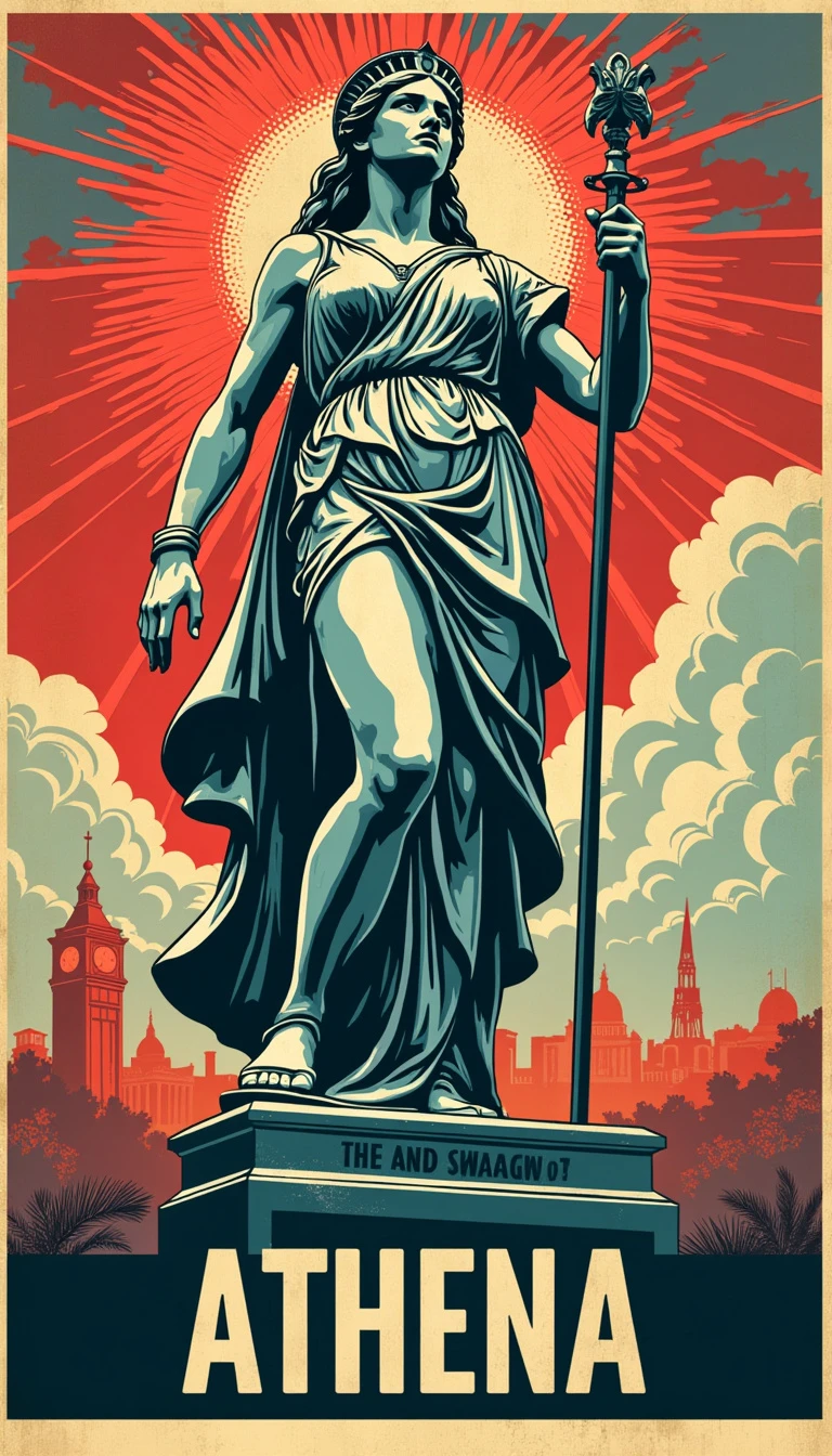 Pop art Comic of Athena statue in the Shepard... - FluxPro.art