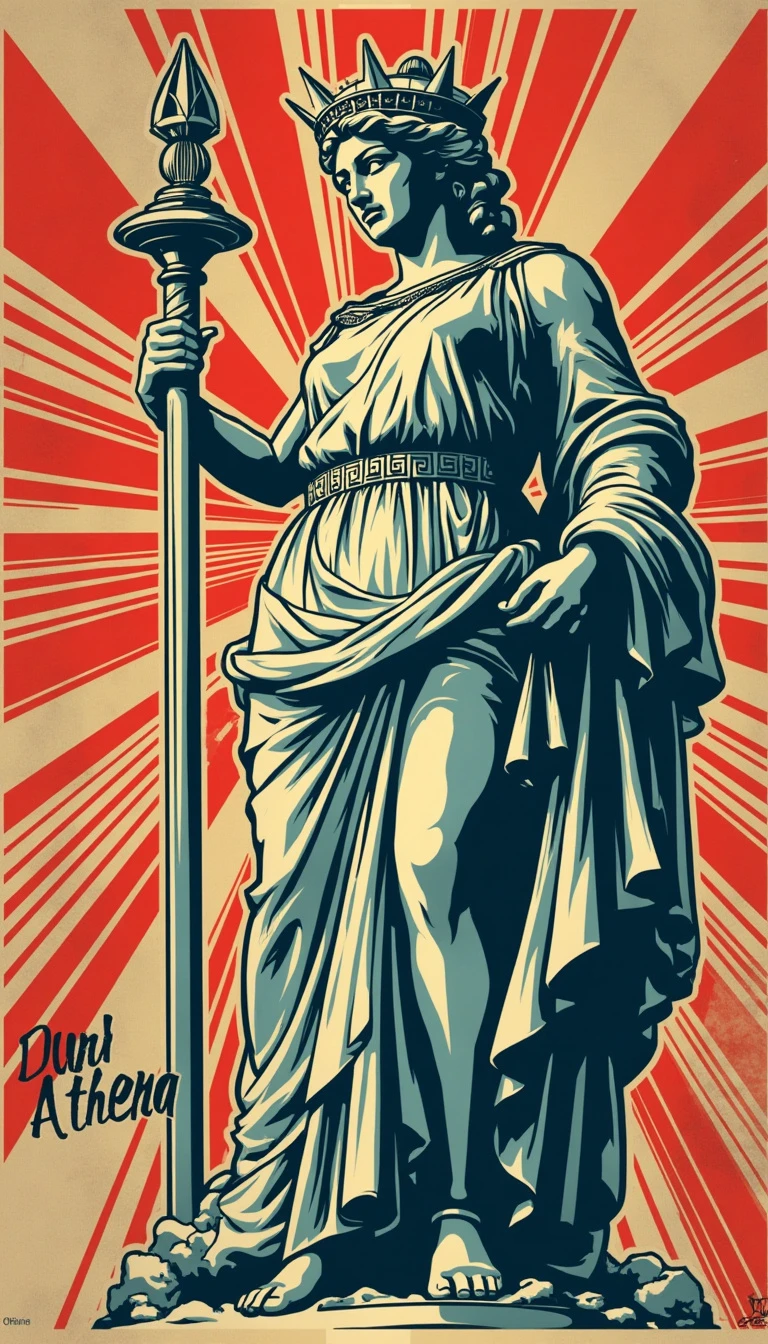Pop art Comic of Athena statue in the Shepard... - FluxPro.art