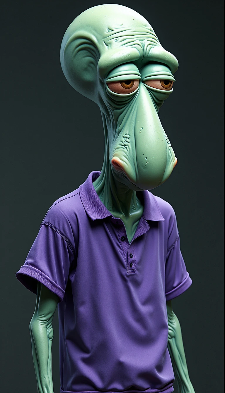 A striking, hyper-realistic portrait of Squidward... - FluxPro.art