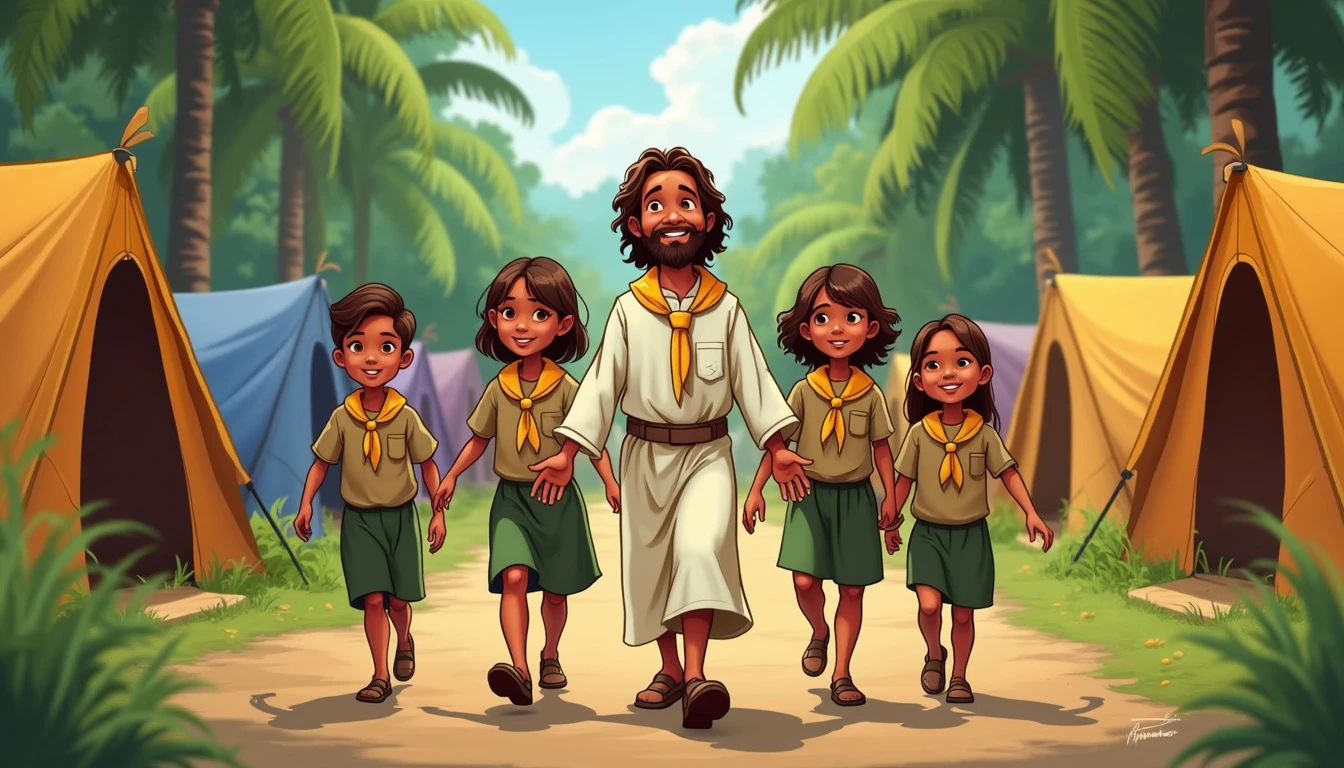 A realistic cartoon image of Jesus walking... - FluxPro.art