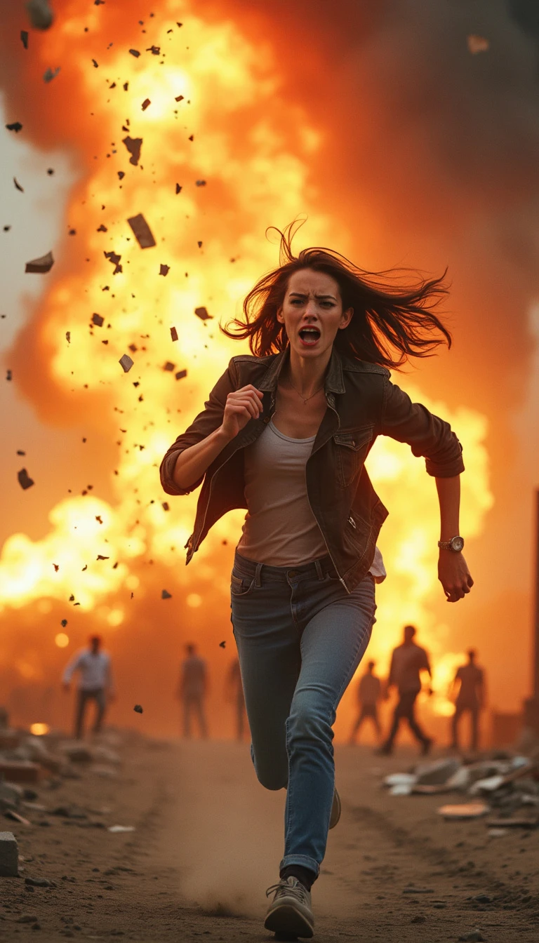 A highly realistic image of a woman running with... - FluxPro.art