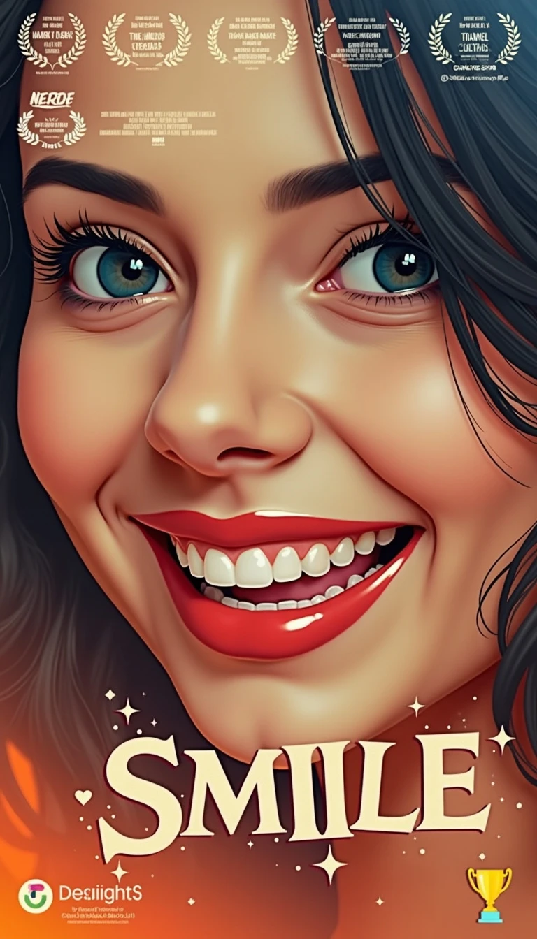 A movie poster with the text "SMILE" in big, bold... - FluxPro.art