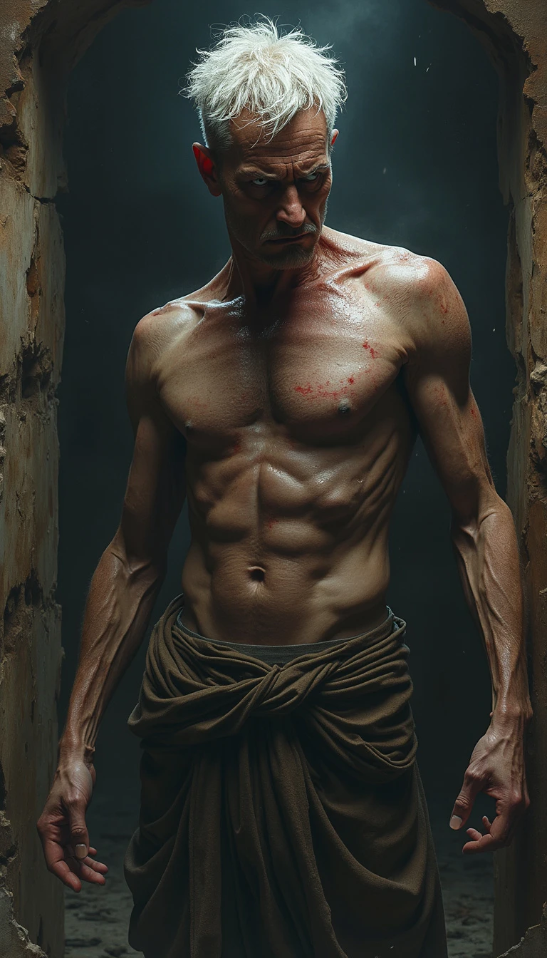 Generate a dark, eerie image of a one-eyed human... - FluxPro.art