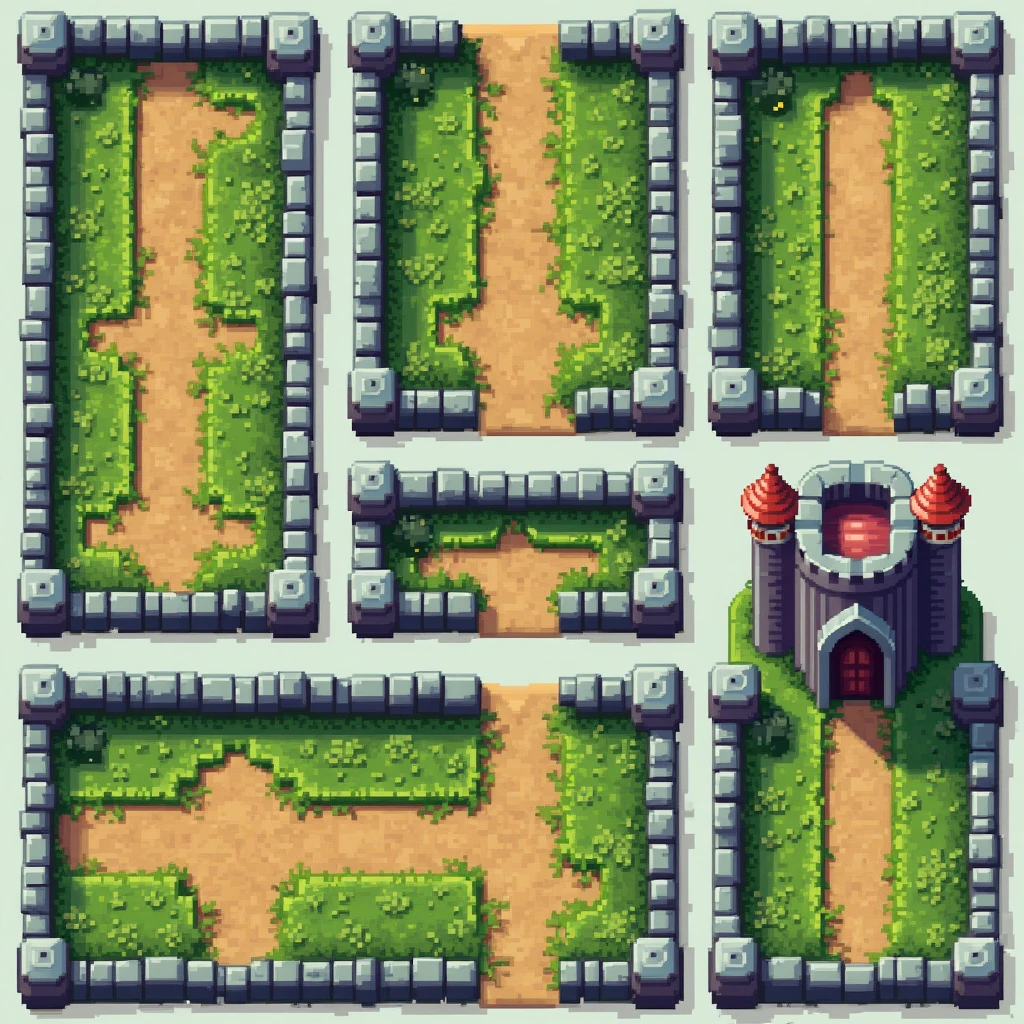 Pixel art tileset elements for a top-down tower... - FluxPro.art