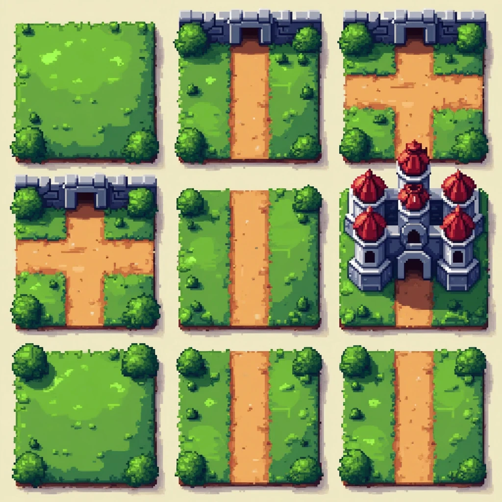 Pixel art tileset elements for a top-down tower... - FluxPro.art