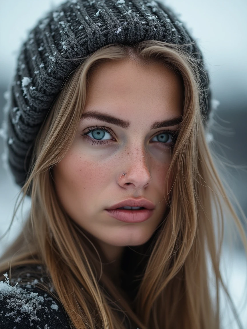 Very beautiful Icelandic woman in volcanic and... - FluxPro.art