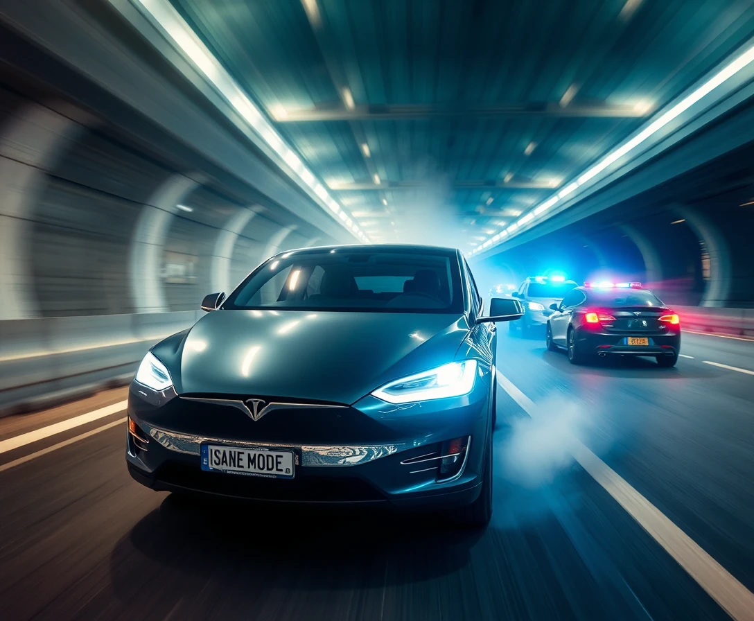 half front side view of a Tesla model X car speeds... - FluxPro.art