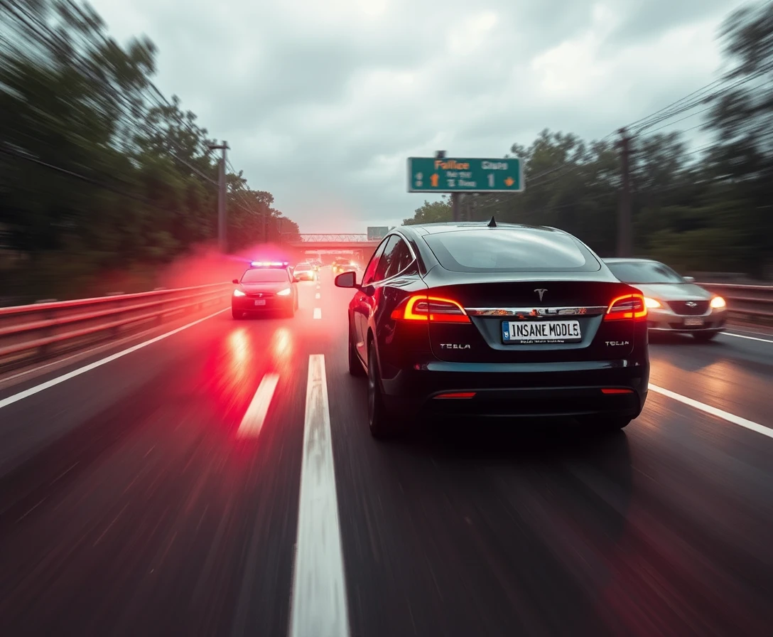 half front side view of a Tesla model X car speeds... - FluxPro.art