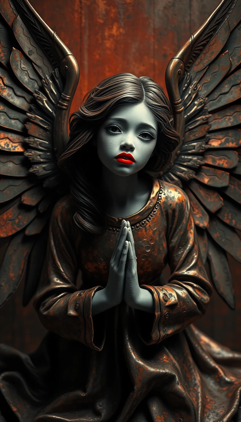 "Art crayon of a beautiful angel, black and... - FluxPro.art