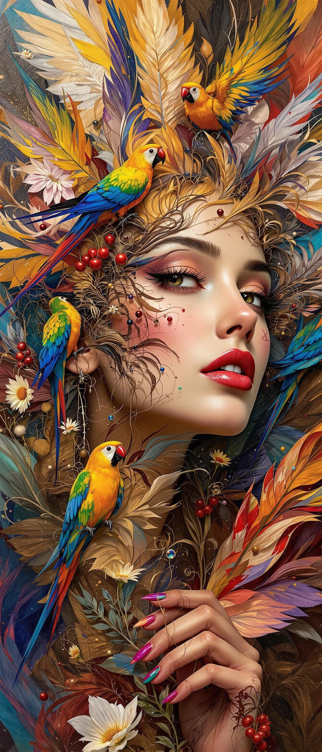 Ultra-realistic portrait multi-layered art: cherry... - FluxPro.art