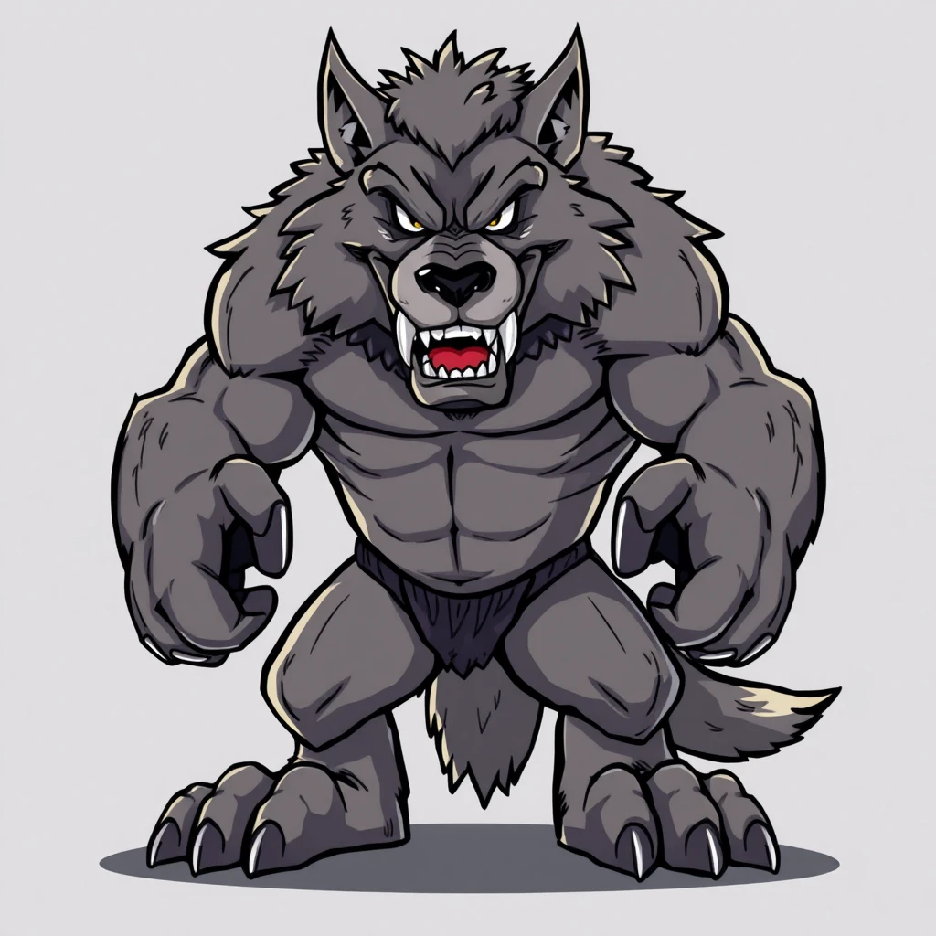 A fierce cartoon-style giant wolf character with... - FluxPro.art
