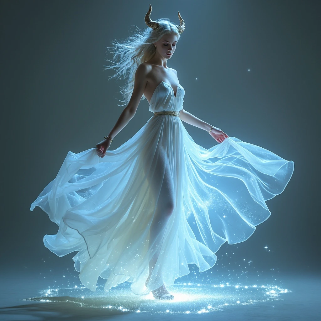 Beautiful female figure Glowing bluish-white color... - FluxPro.art